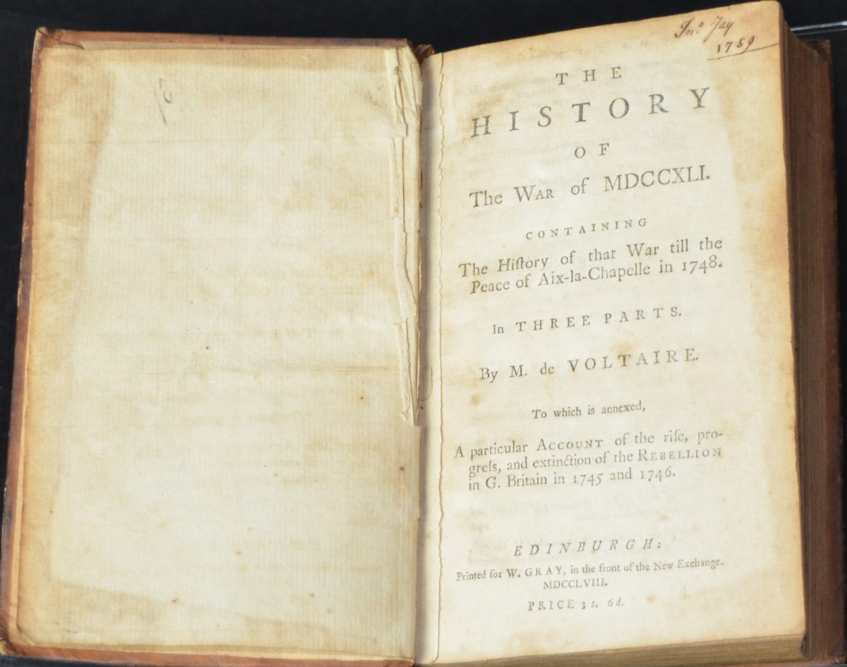 John Jay Homestead • The History of the War of 1741, by Voltaire (1758 ...